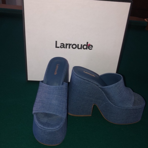 Larroude | Shoes | Wanda Platform Mule In Blue Denim Inspired By Wanda ...